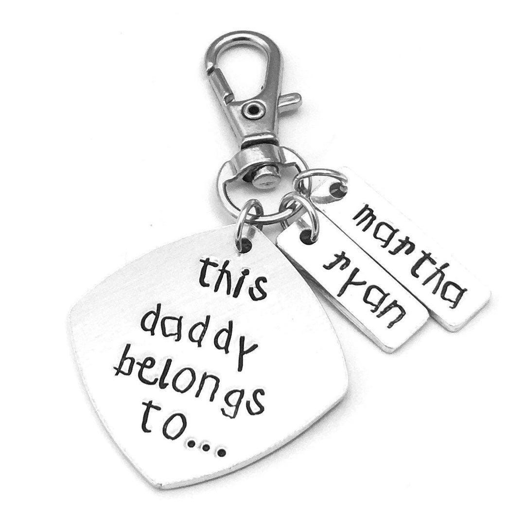 This Daddy Belongs to Keyring, Handstamped Father's Day Gift ...