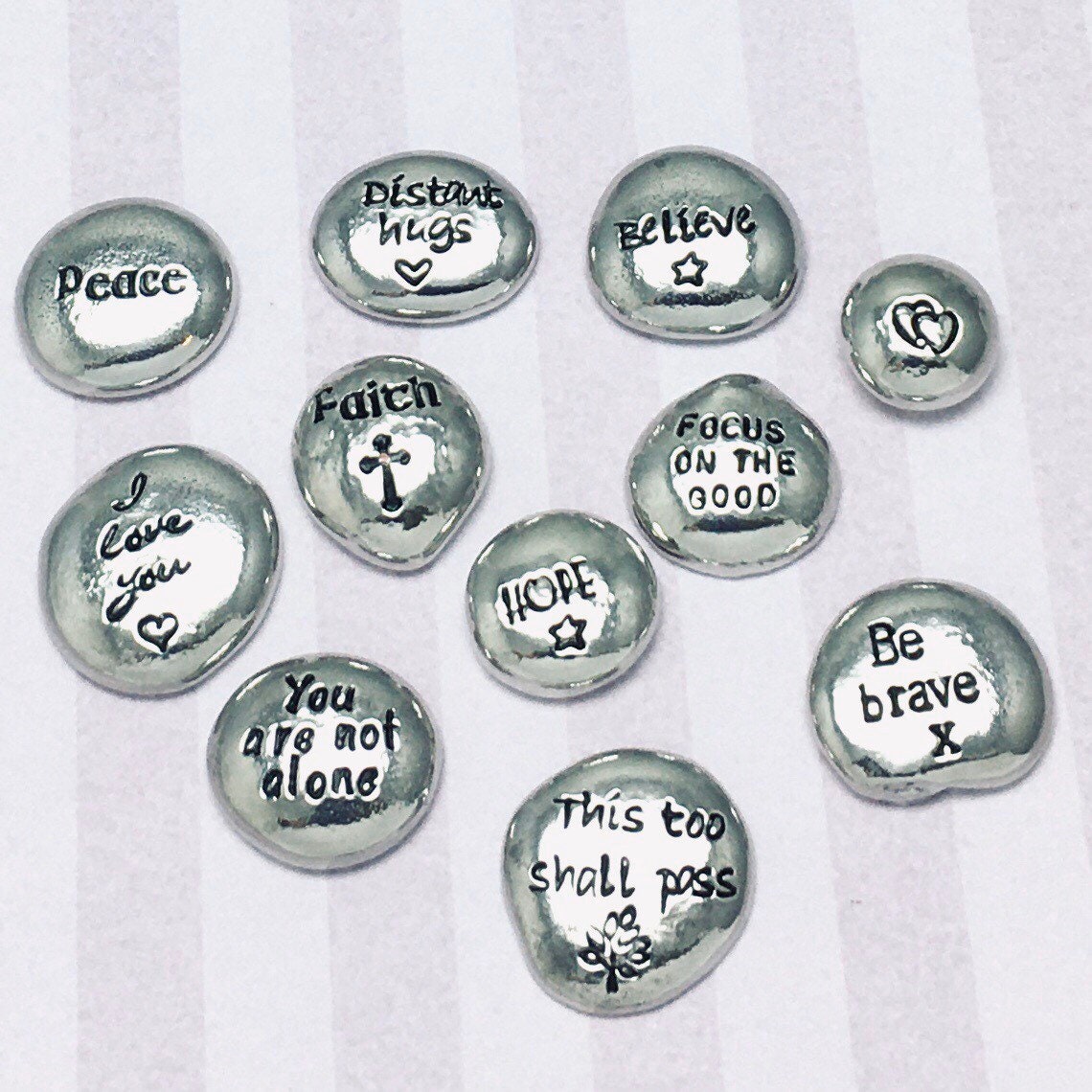 Pewter Pocket Pebble With Personalised Message Send a Hug - Etsy UK