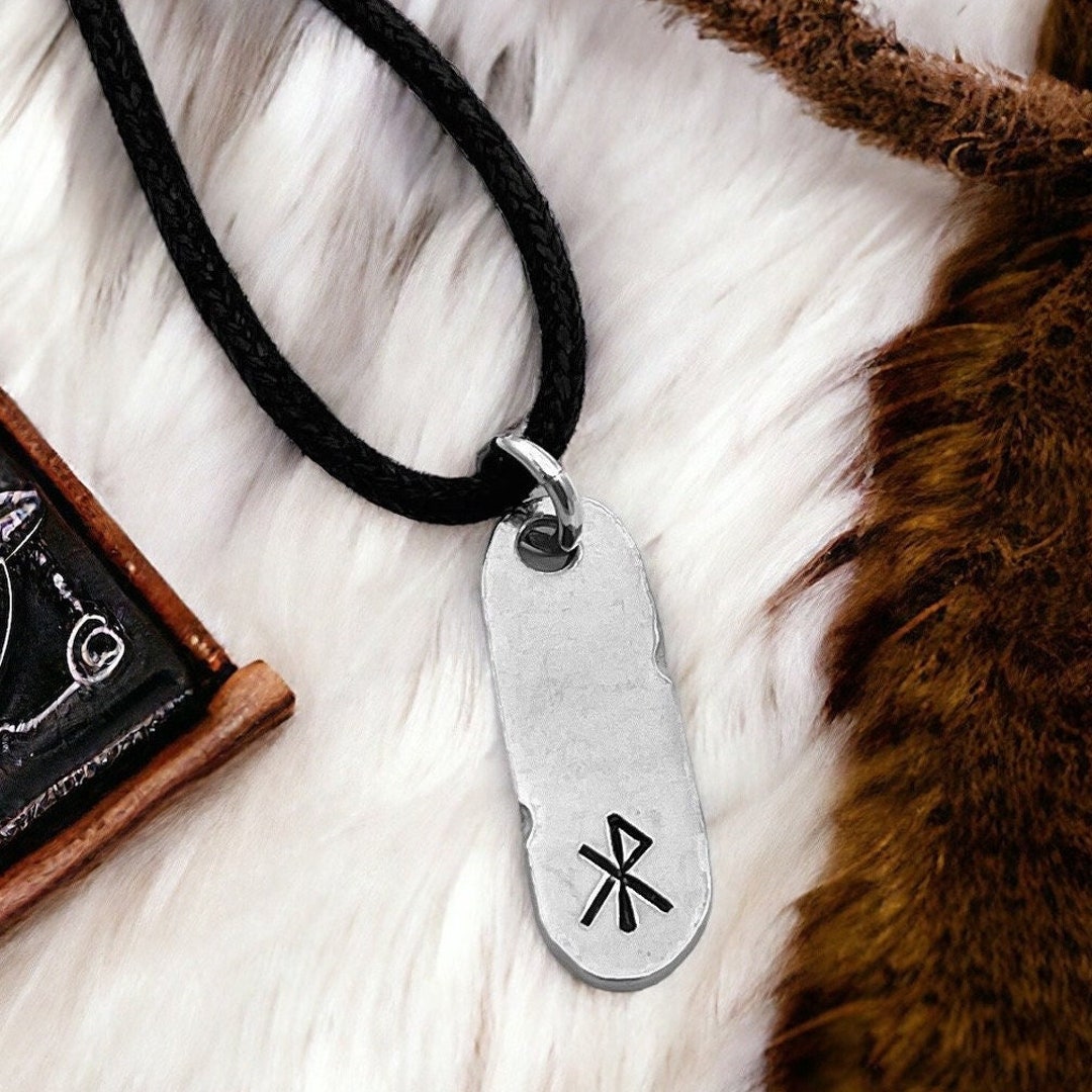 Viking Love Rune Necklace, Hand Stamped Bind Rune Pewter Pendant, Old ...