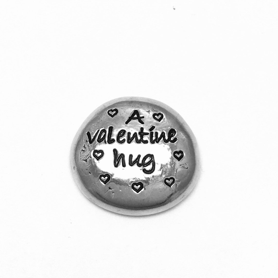 Hand Poured Pewter Pocket Pebble Hand Stamped With A Valentine - Etsy