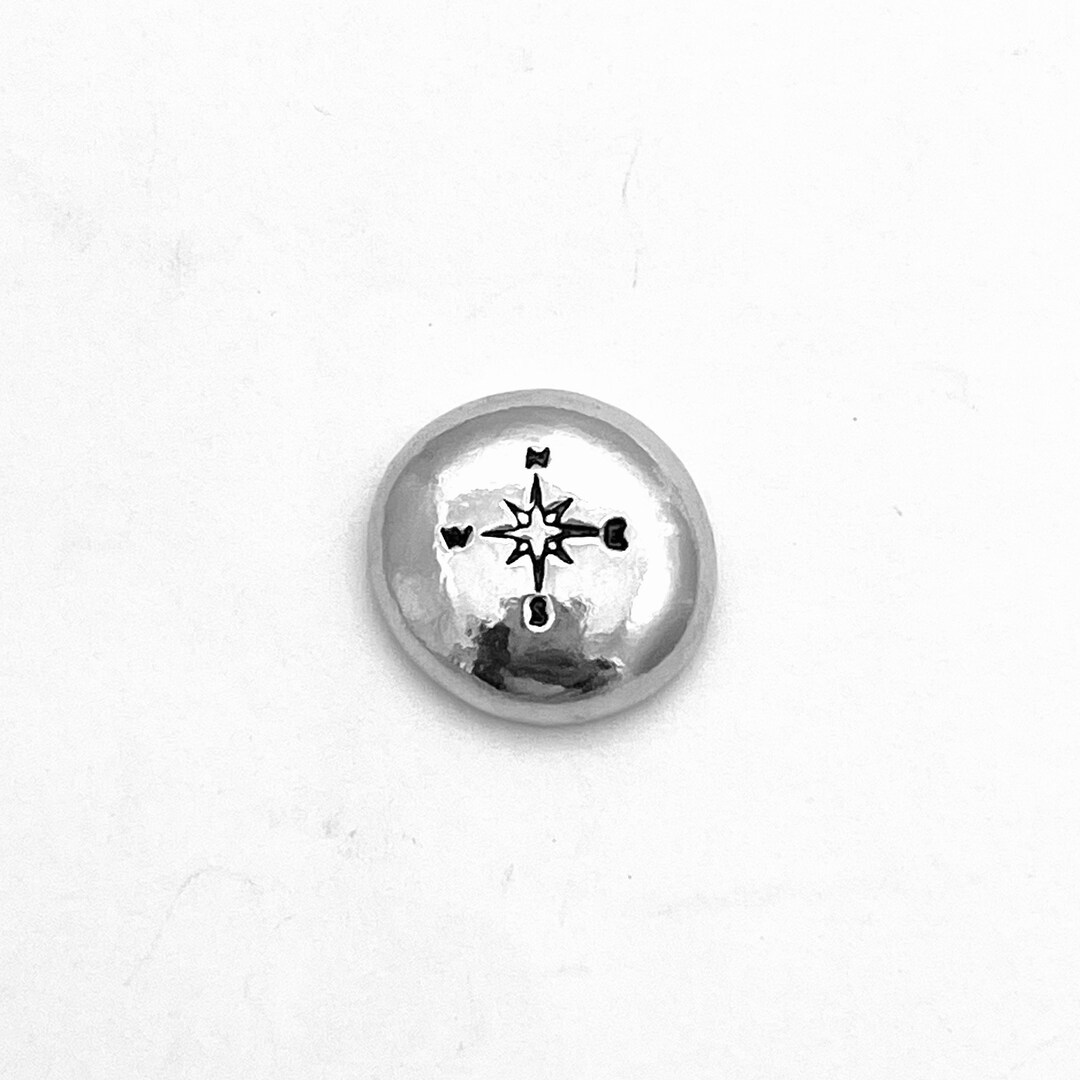 Pewter Pocket Pebble With Compass Design, Custom Pocket Hug Token for ...