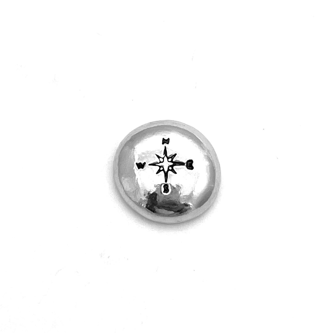 Pewter Pocket Pebble With Compass Design, Custom Pocket Hug Token for ...