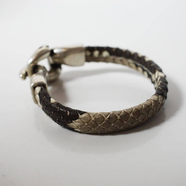 Hipbos Serpent Series Python Leather Bracelet With Snake Clasp - Etsy