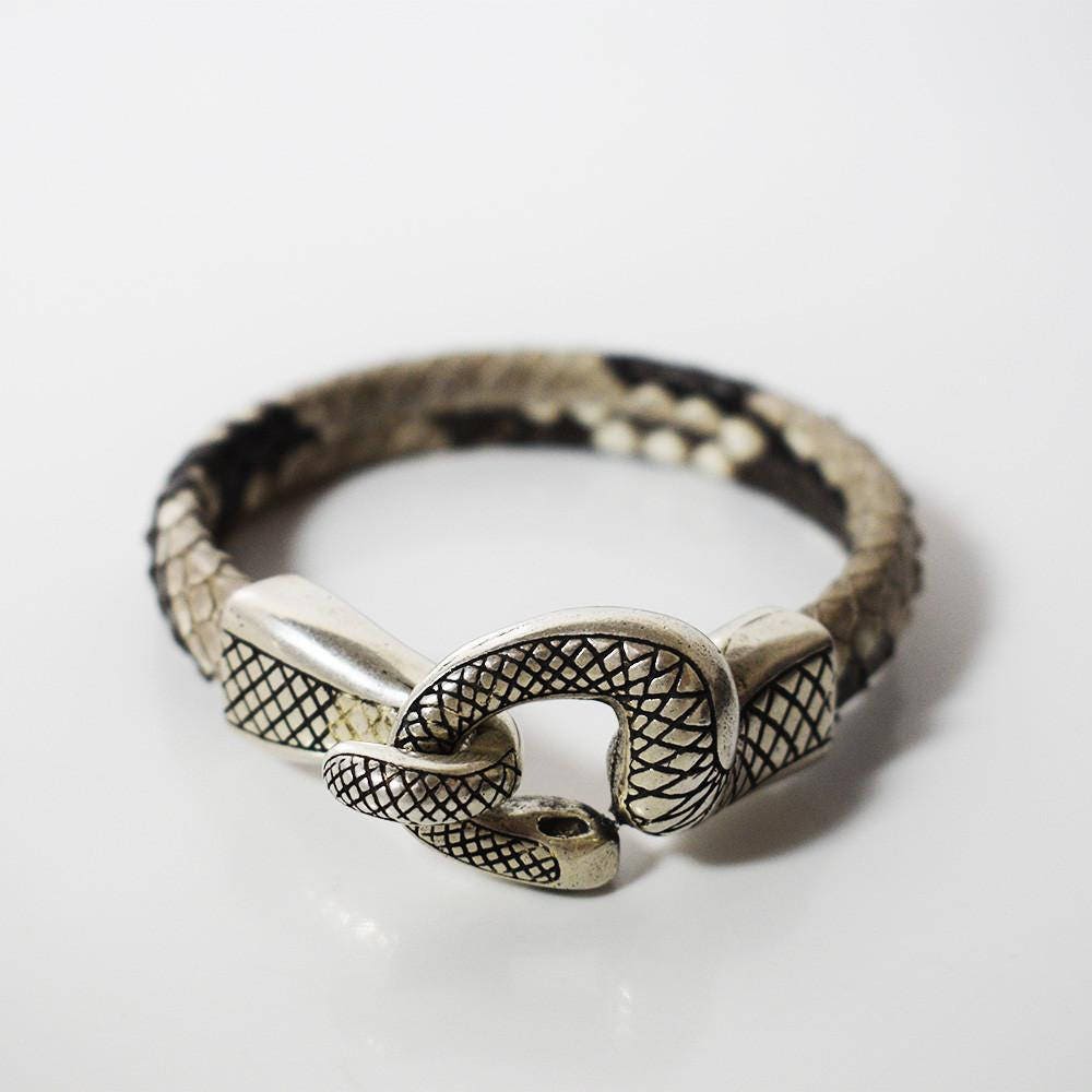 Hipbos Serpent Series Python Leather Bracelet With Snake Clasp - Etsy