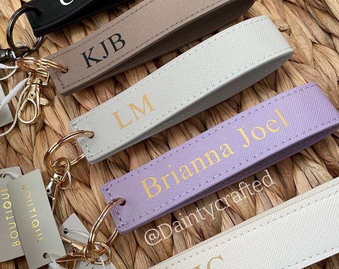 Personalised Wristlet Keyring Personalised Gift Keychain Initials New ...
