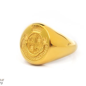 Custom Family Crest Signet Ring: 18k Gold Plated Sterling Silver - Etsy