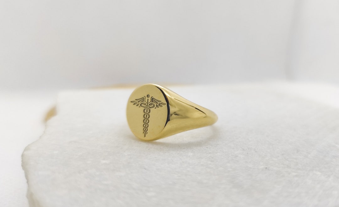 Solid Gold Medic Ring: Personalized Medical ID Signet Ring - Etsy