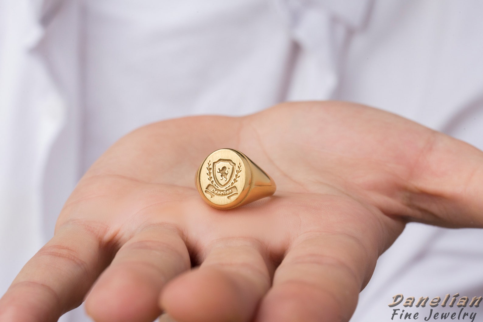 Solid Gold Ring Man, Custom Signet Ring, Mens Gold Ring, Family Crest ...