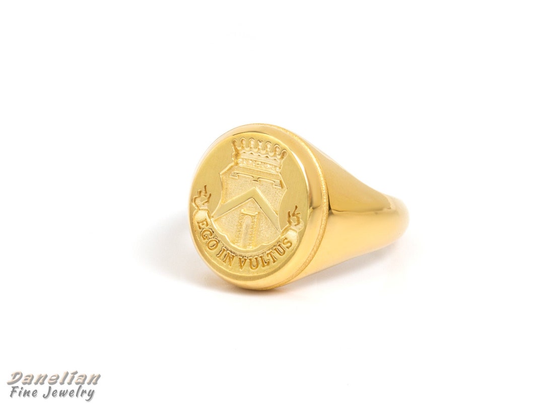 Custom Family Crest Signet Ring: 18k Gold Plated Sterling Silver - Etsy