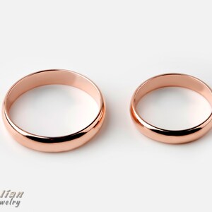 Custom Gold Wedding Band Set: Simple Matching Bands, Personalized ...