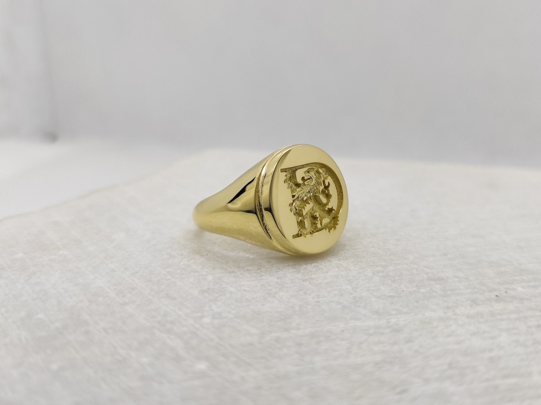 Coat of Arms Ring, Men Signet Ring, Gold Signet Ring, Armorial Ring ...
