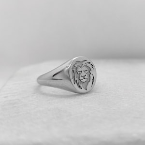 Lion Ring, Sterling Silver 925 Ring, Lion Head Ring, Lion Signet Ring ...