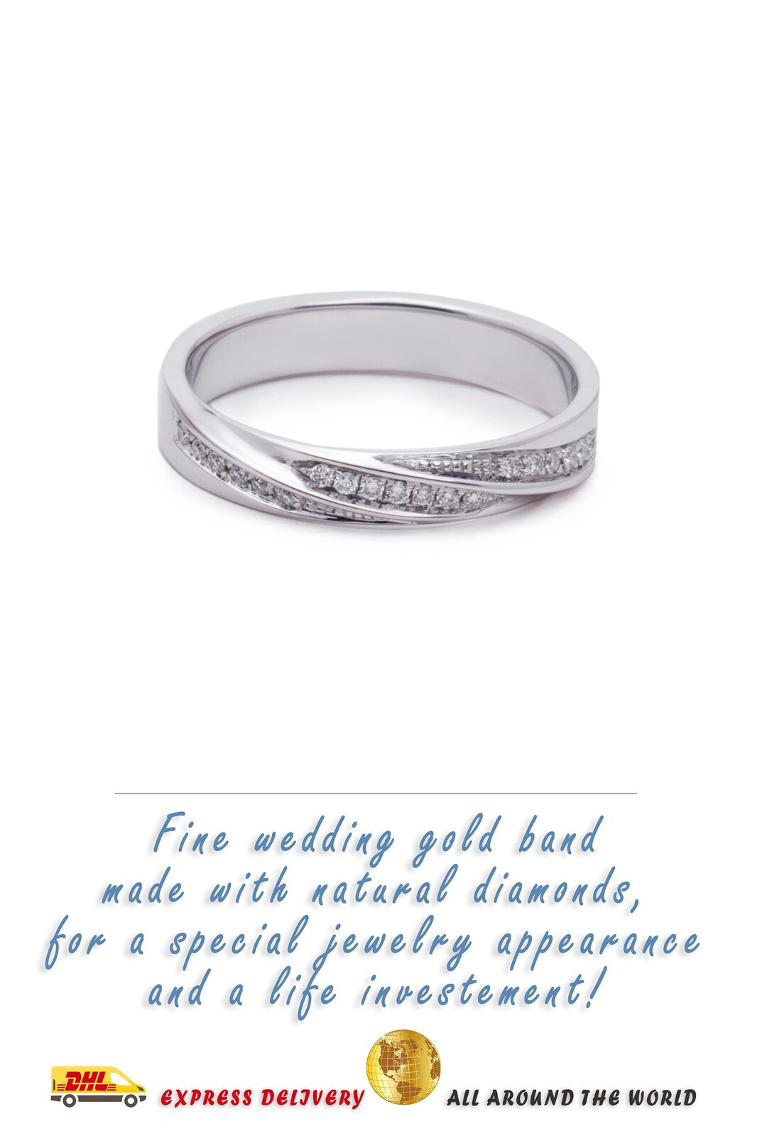 Mobius Diamond Wedding Band: Solid Gold Wave Ring - Etsy UK