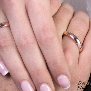 Custom Gold Wedding Band Set: Simple Matching Bands, Personalized ...