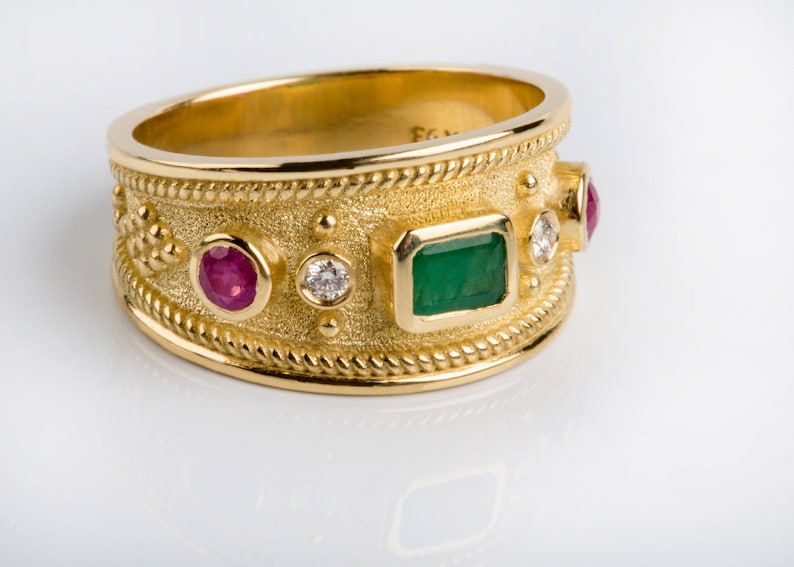 Emerald Ring Medieval Ring Emerald Gold Ring Byzantine Gold - Etsy
