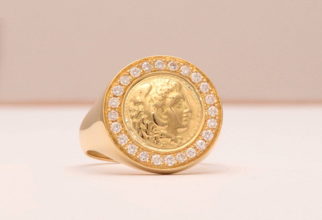 Gold Signet Ring, Chevalier Ring, Sovereign Ring, , Man Gold Ring ...