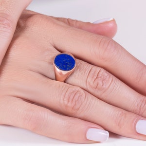Lapis Lazuli Signet Ring: Solid Gold Man Ring, Husband Gift - Etsy