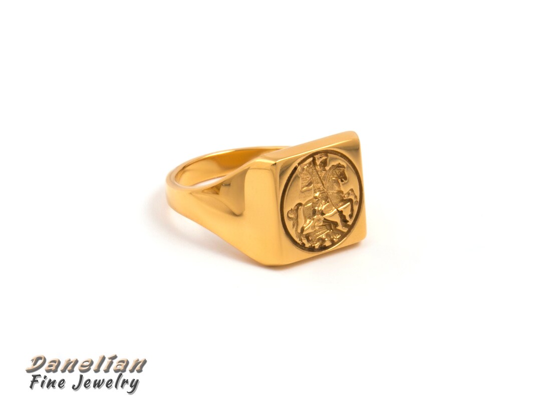 Solid Gold Signet Ring Men: Sovereign Crest, Coat of Arms - Etsy