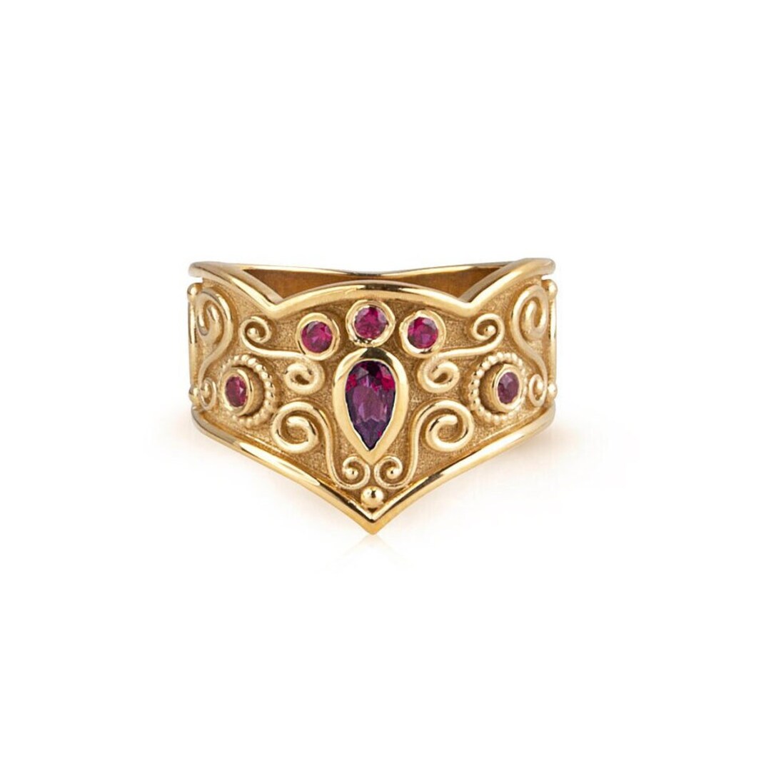 Gold Ruby Byzantine Ring: Sterling Silver Ancient Greek Style - Etsy UK