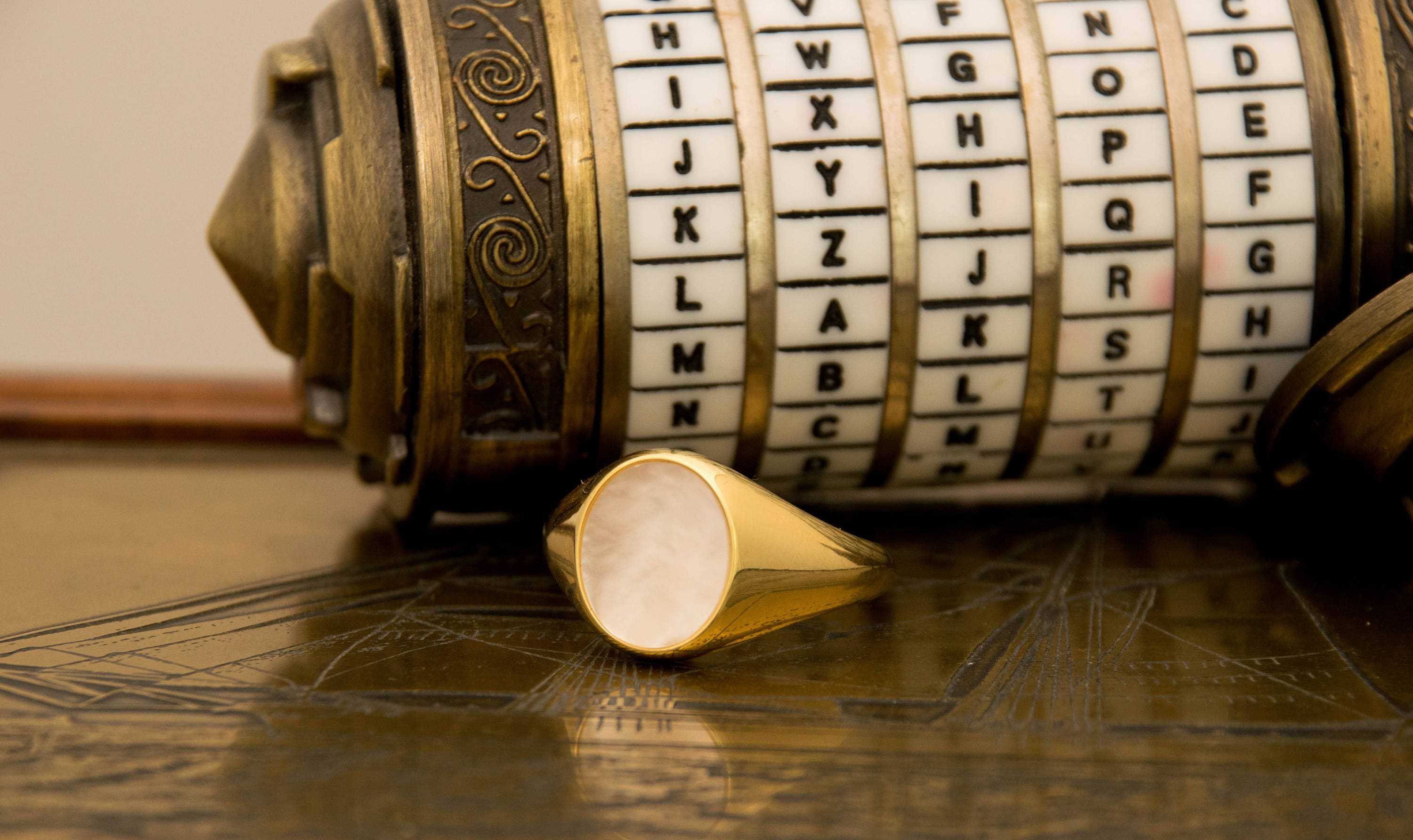 14k Solid Gold Signet Ring Pearl Gold Band Mother Of Pearl | Etsy