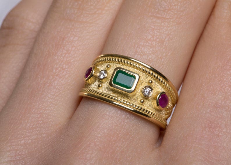 Emerald Ring Medieval Ring Emerald Gold Ring Byzantine Gold - Etsy