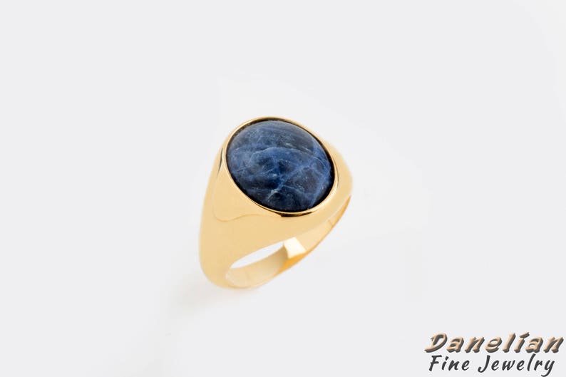 18k Solid Gold Gemstone Signet Ring: Custom Unisex Pinky Ring - Etsy