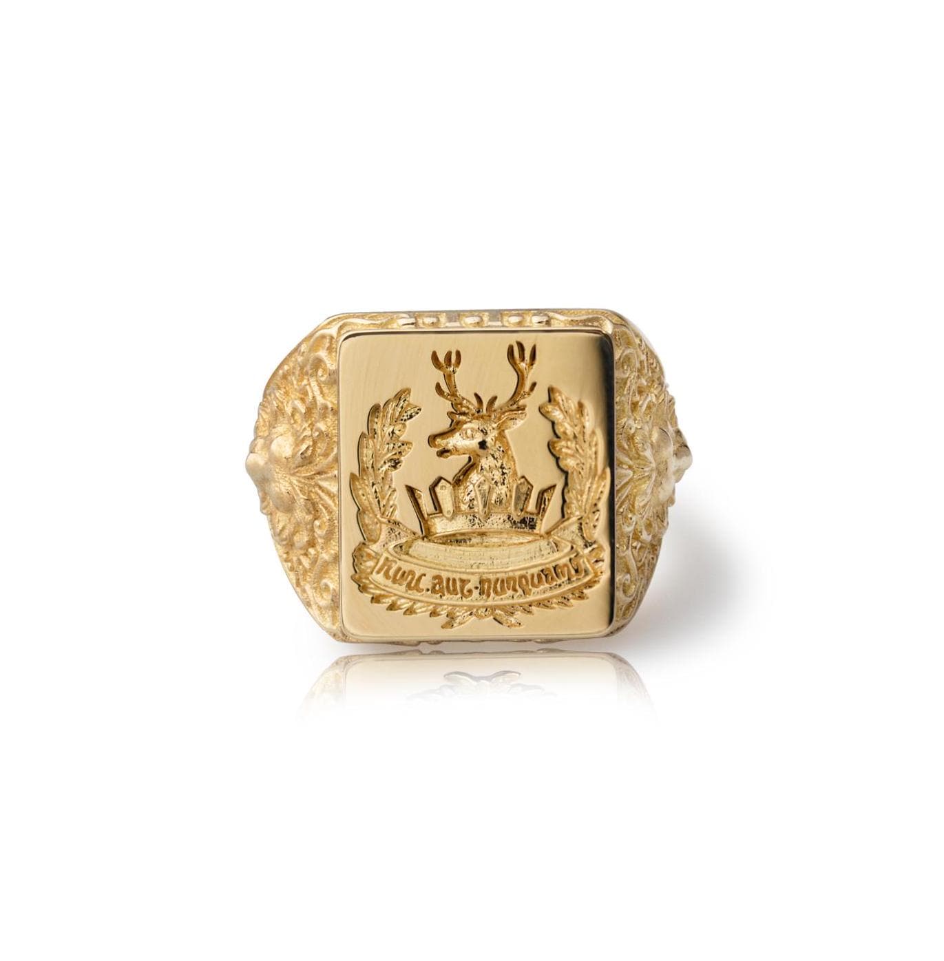 14K Gold Family Crest Ring: Square Coat of Arms Signet - Etsy