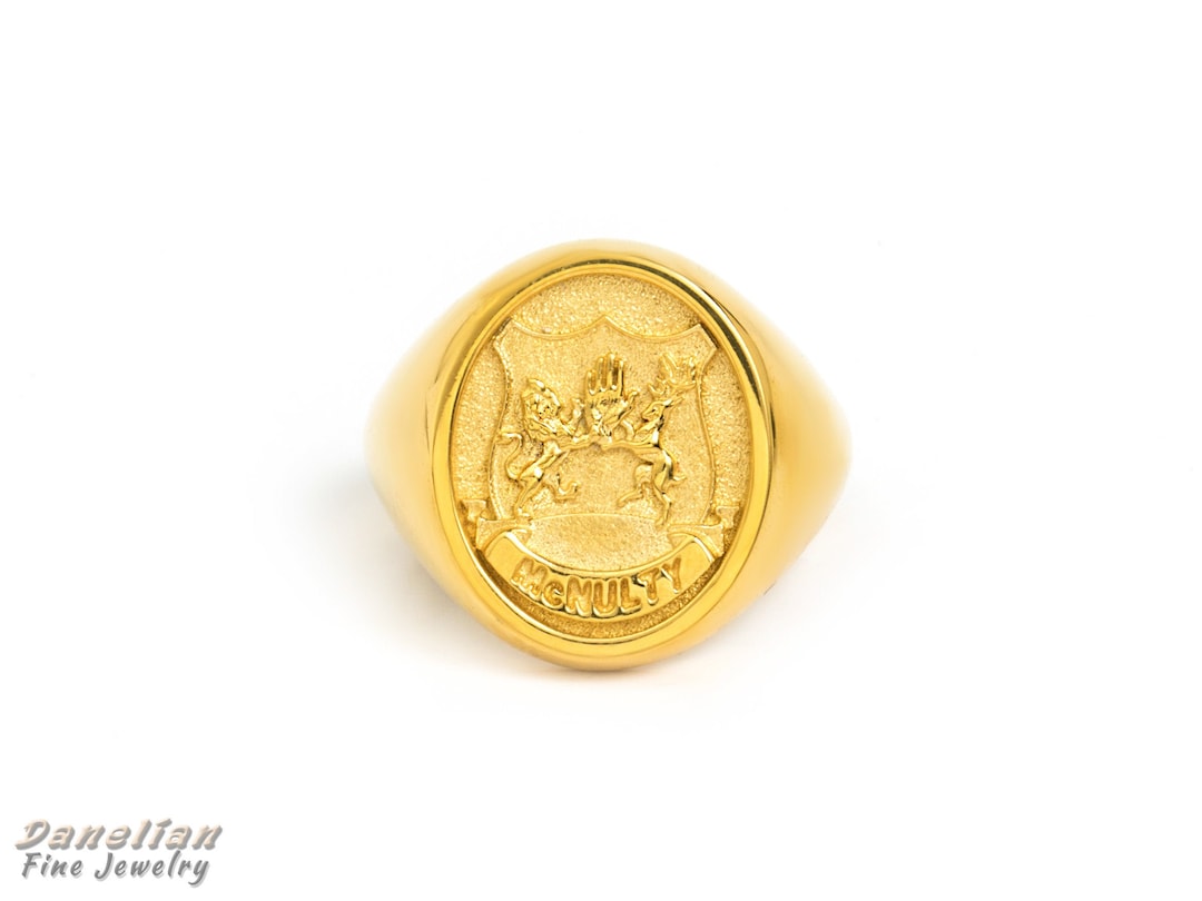 Custom Family Crest Signet Ring: 18k Gold Plated Sterling Silver - Etsy