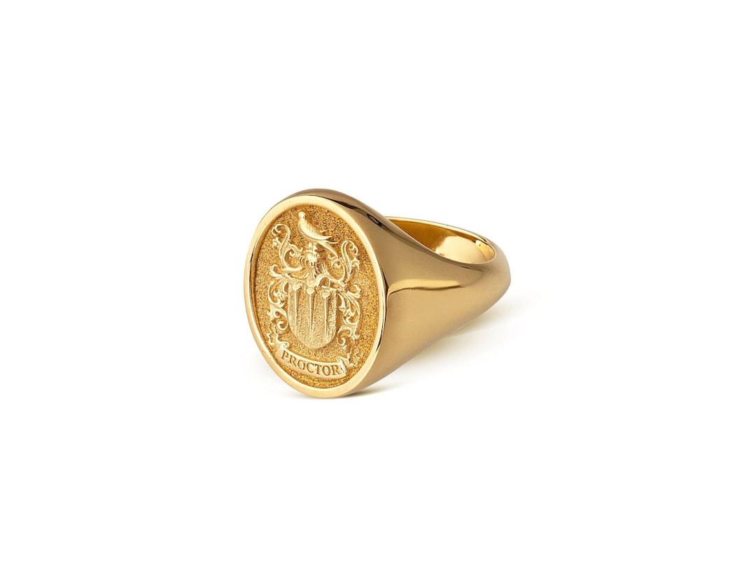Family Crest Ring, Gold Signet Ring for Men, Chunky Gold Ring, Pinky ...