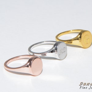 Solid Gold Signet Ring: Engraved Monogram Pinky Ring - Etsy