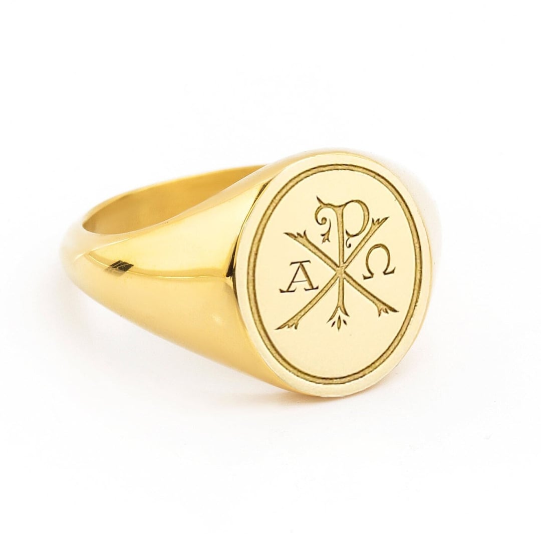 14K Gold Chi Rho Cross Signet Ring: Orthodox Jewelry - Etsy