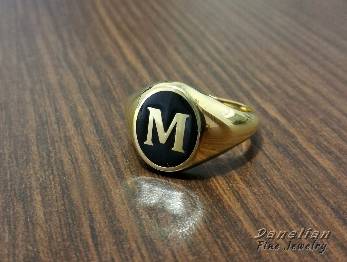 Monogram Signet Ring: Personalized Gold Initial Ring, Sterling Silver ...