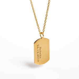 Real Gold Dog Tag Necklace, 14k Gold Dog Tag, ENGRAVING PENDANT Dog Tag ...
