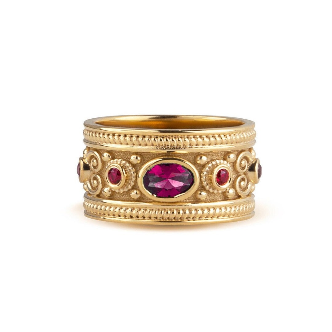 14K Gold Ruby Ring: Byzantine Style Gemstone Jewelry - Etsy