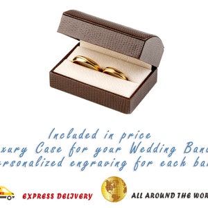 Custom Gold Wedding Band Set: Simple Matching Bands, Personalized ...