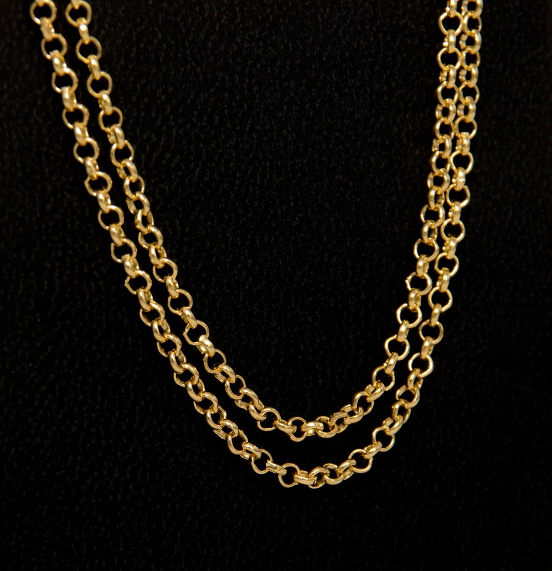 18k Solid Gold Rolo Chain Necklace: Yellow Gold Round Link - Etsy