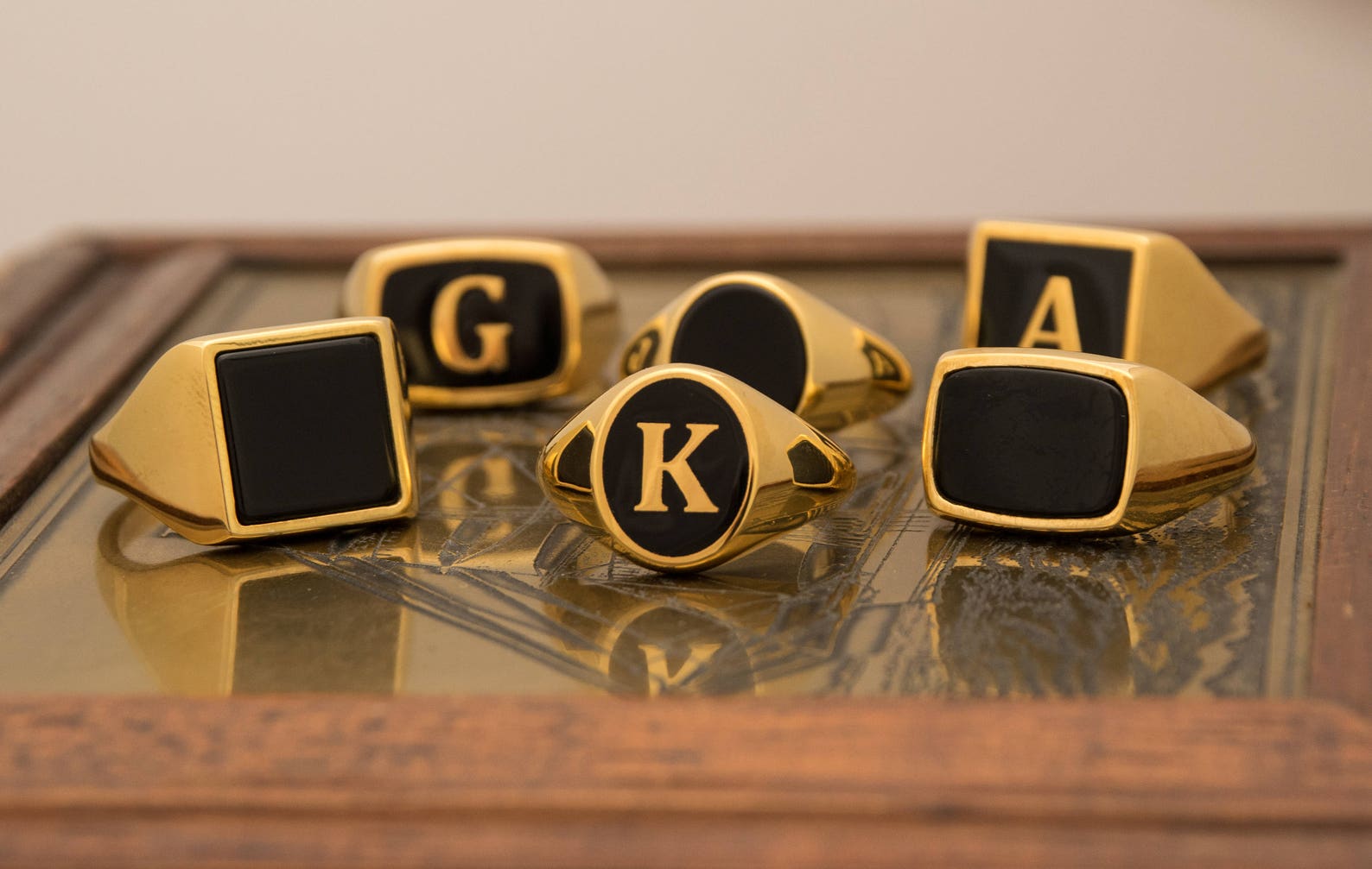 Gold Signet CUSTOM Letter Ring Enamel Signet Ring Custom | Etsy