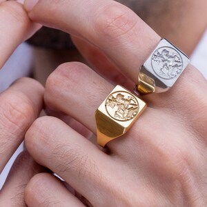 Solid Gold Signet Ring Men: Sovereign Crest, Coat of Arms - Etsy