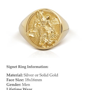 Saint Michael Archangel Signet Ring: Sterling Silver, Gold Protection ...
