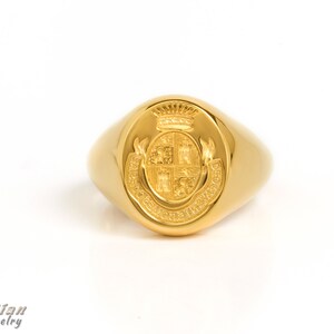 Custom Family Crest Signet Ring: 18k Gold Plated Sterling Silver - Etsy