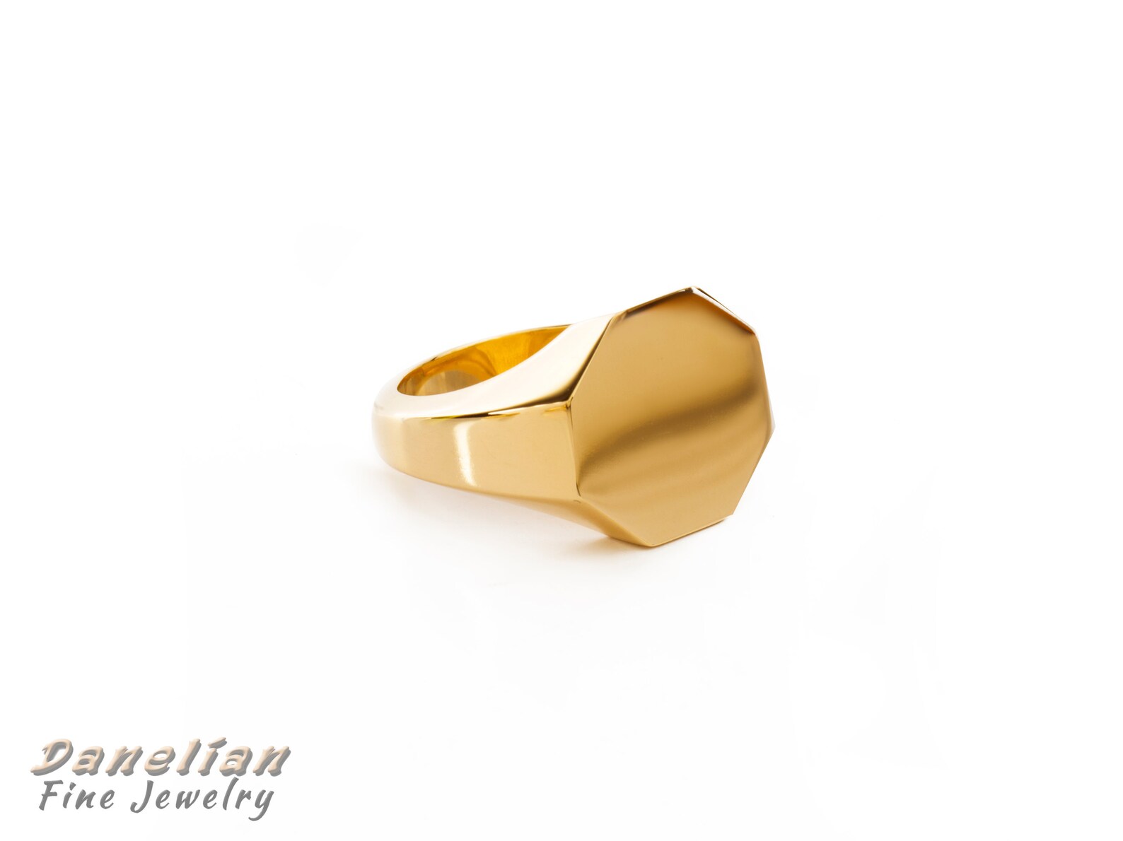 Gold Octagon Signet Ring Minimal Ring Simple Gold Ring - Etsy