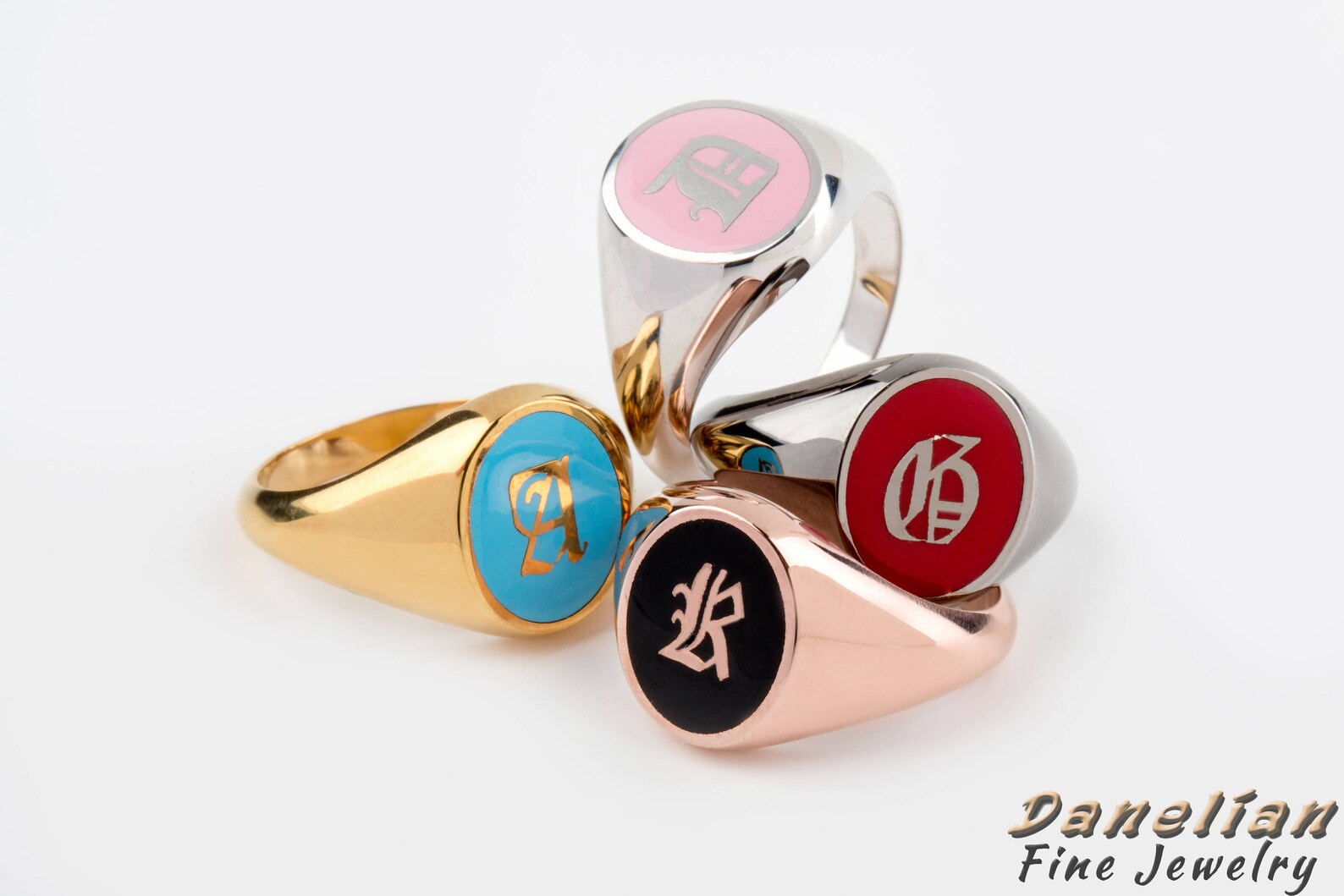 Gold Signet CUSTOM Letter Ring Enamel Signet Ring Custom | Etsy