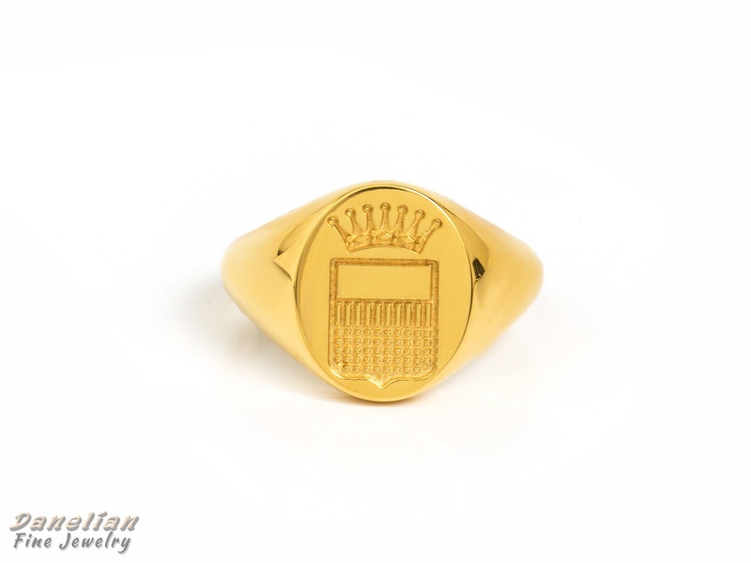 Engraved Family Crest Signet Ring: 18k Gold Plated Sterling Silver - Etsy