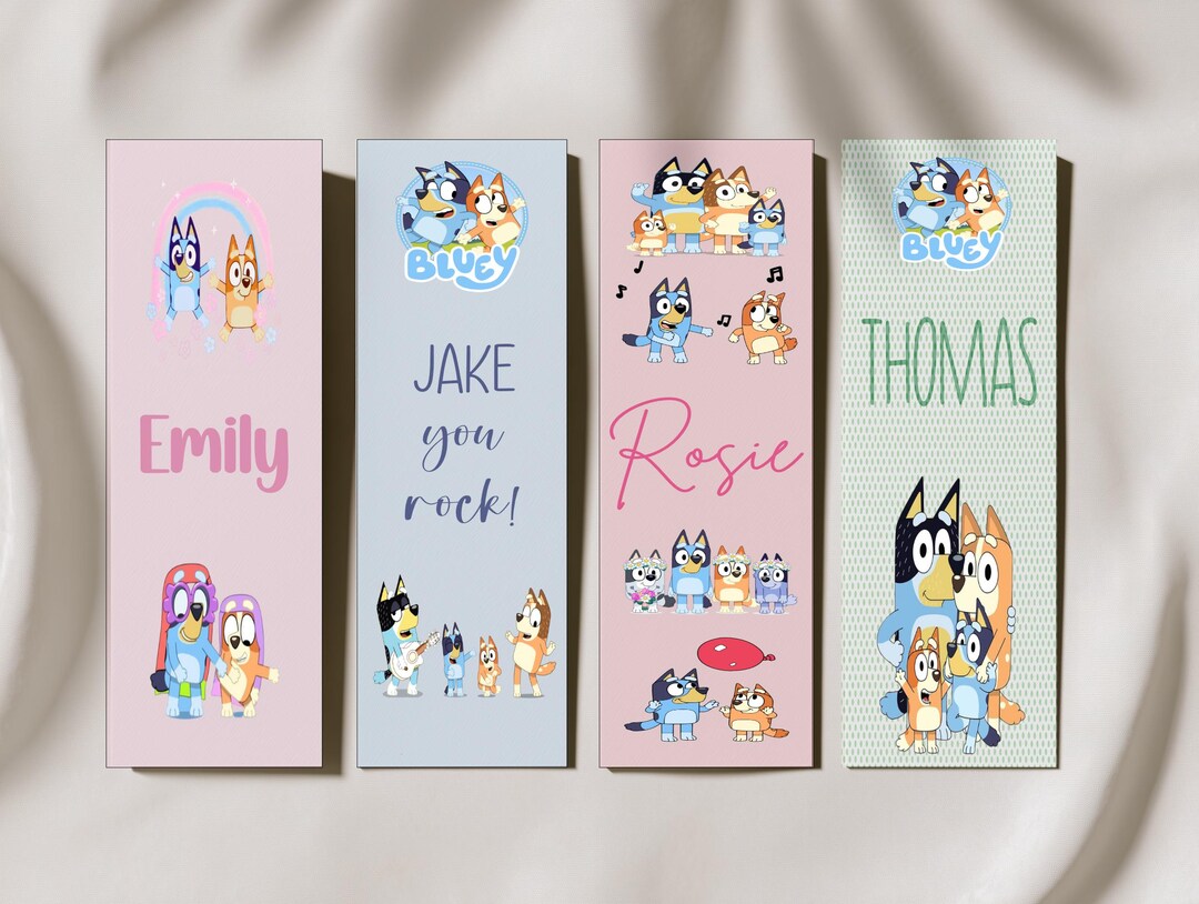 Personalized Bluey Bookmark, Cardstock Laminated Bookmark Joyful ...
