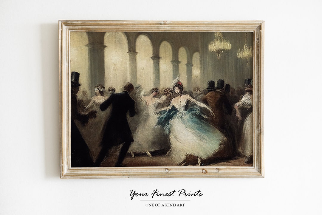 Vintage Masquerade Ball Painting Antique Living Room Art Print French ...