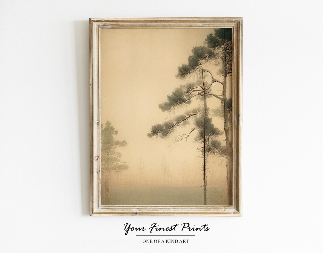 Vintage Minimalist Forest Sketch Forest Drawing Antique Pine Tree Print ...