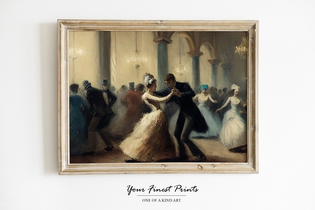 Vintage Masquerade Ball Painting | Antique Living Room Art Print ...