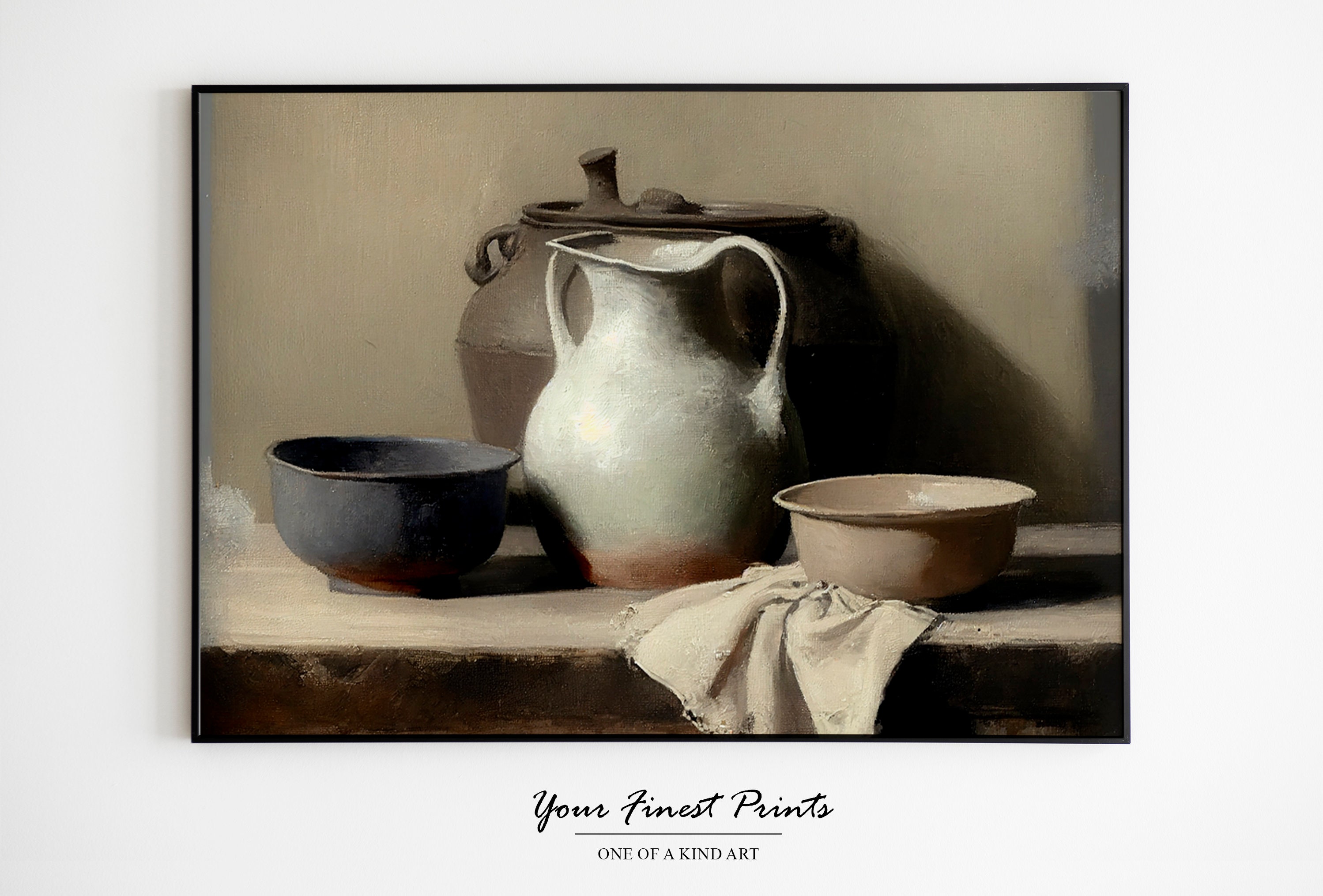 Vintage Kitchen Still Life Painting Farmhouse Print Oil - Etsy
