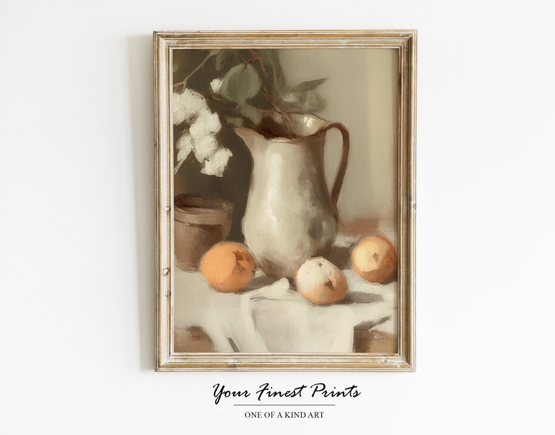Vintage Kitchen Still Life Painting | Farmhouse Print | Oil Painting ...