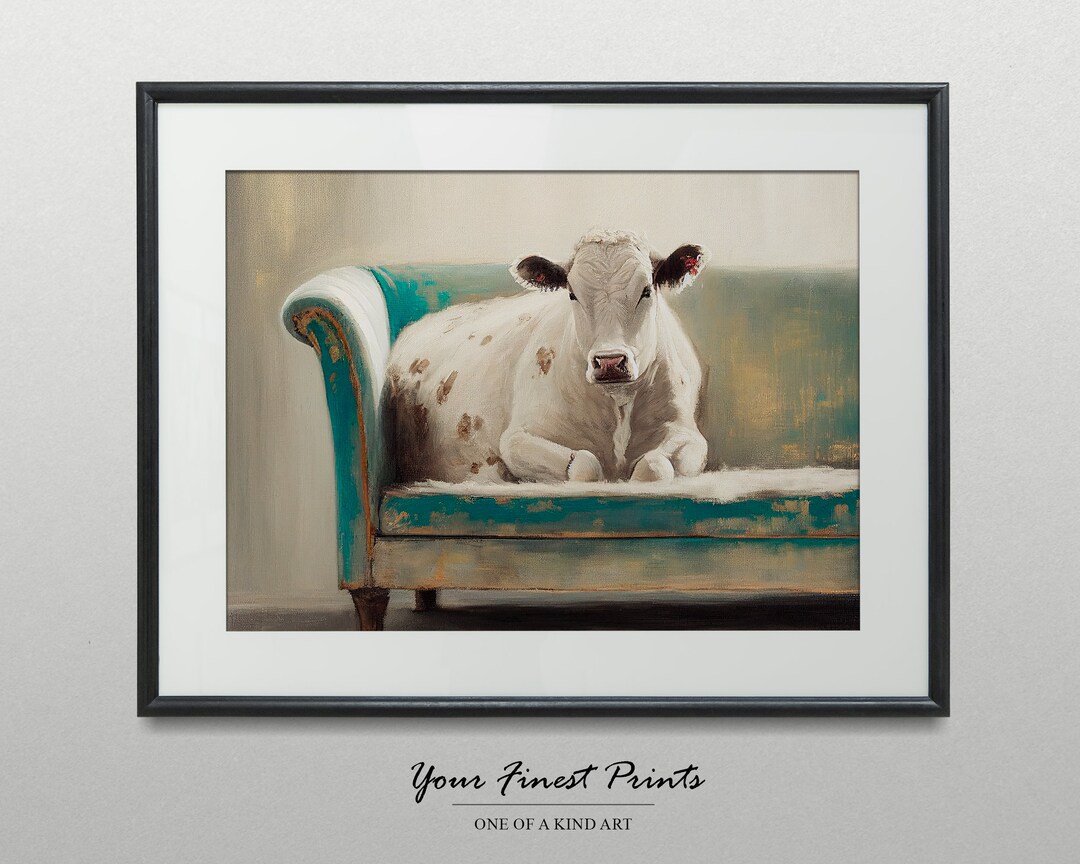 Vintage Cow Print Neutral Country Wall Art Cow Art Rustic Farmhouse ...